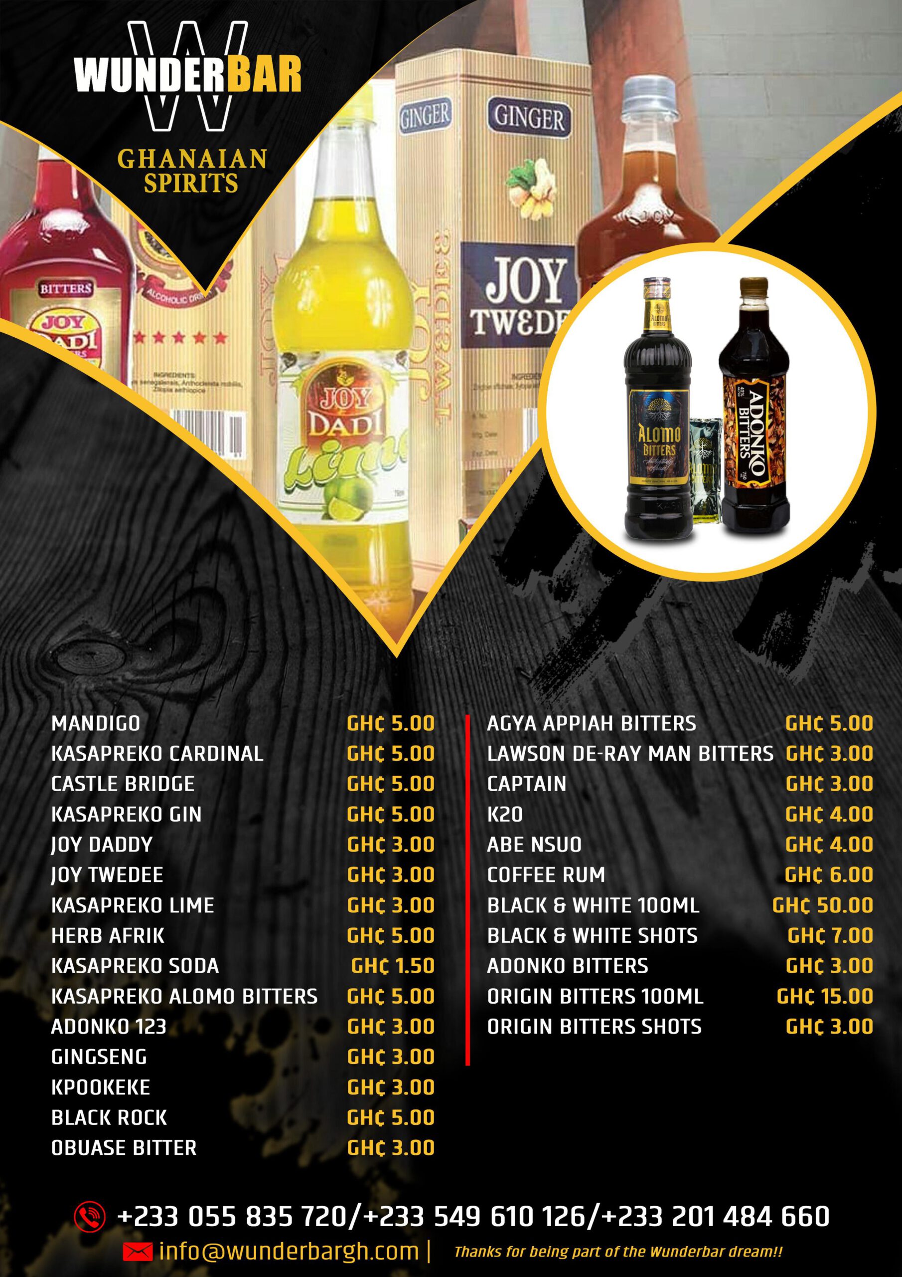 DRINKS MENU – WUNDERBAR- GH