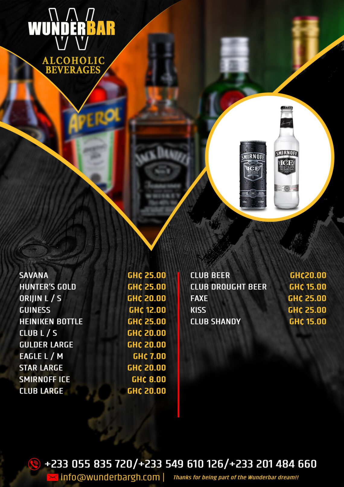 DRINKS MENU – WUNDERBAR- GH